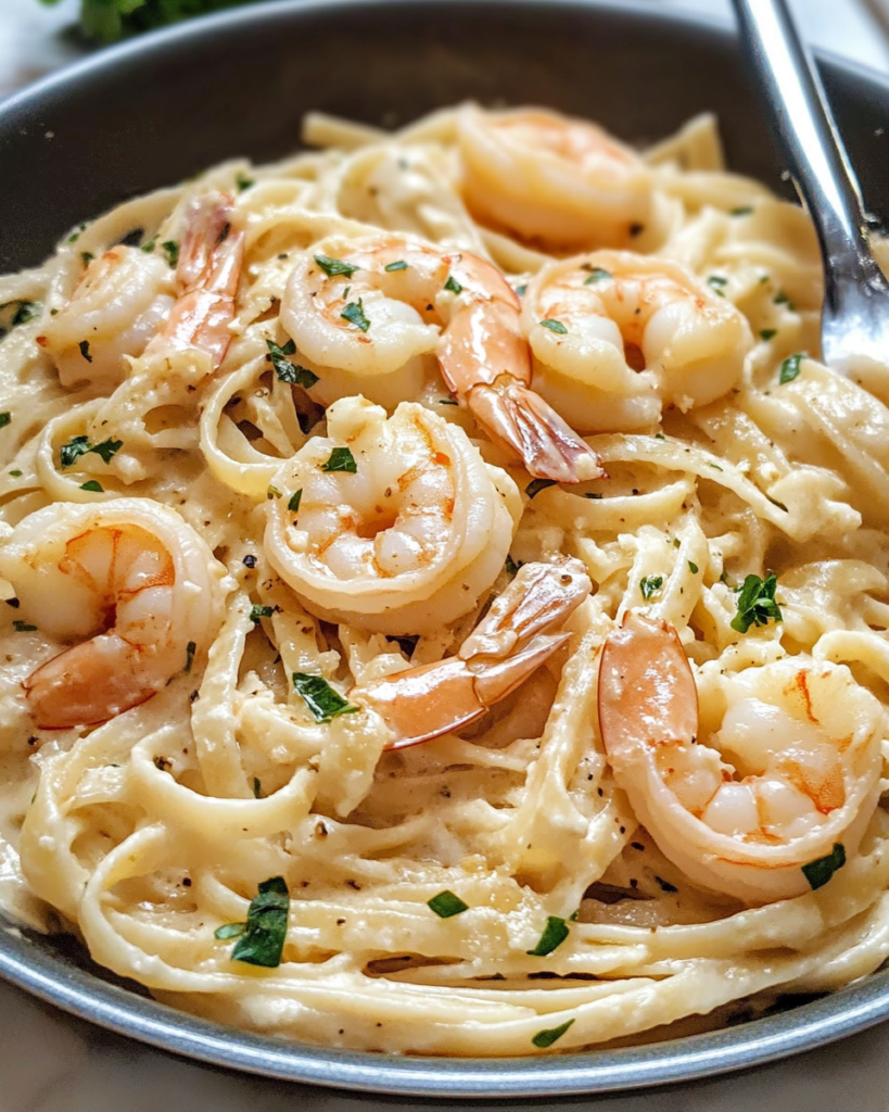 Garlic Shrimp Alfredo Pasta – Creamy, Flavorful & Easy Recipe - Momy Cooks