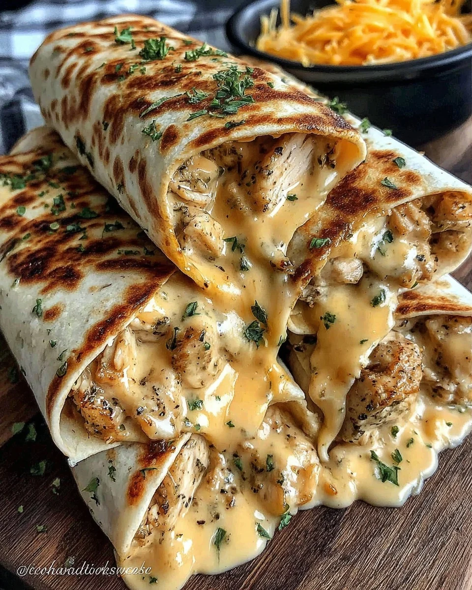 Cheesy Garlic Chicken Wraps – Ooey, Gooey, and Ready in Minutes! - Momy ...