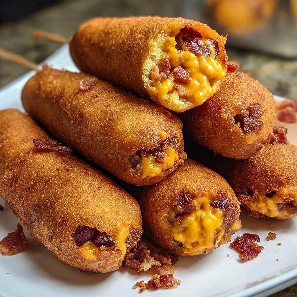 Deep-Fried Turkey Bacon Cheeseburger Corn Dogs - Momy Cooks