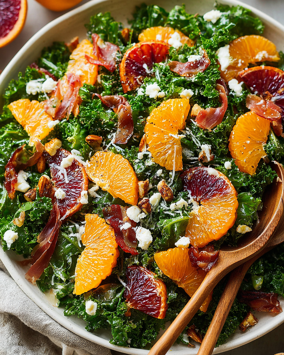 Roasted Orange Kale Salad with Prosciutto Delight - Momy Cooks