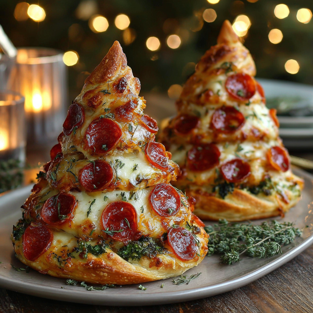 Cheesy Festive Pizza Trees for Your Holiday Table