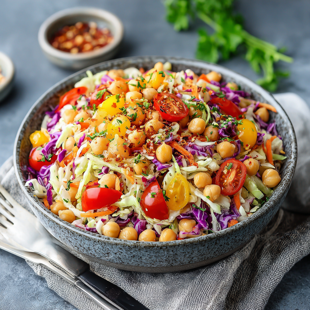 Refreshing Crisp Cabbage Chickpea Salad Recipe