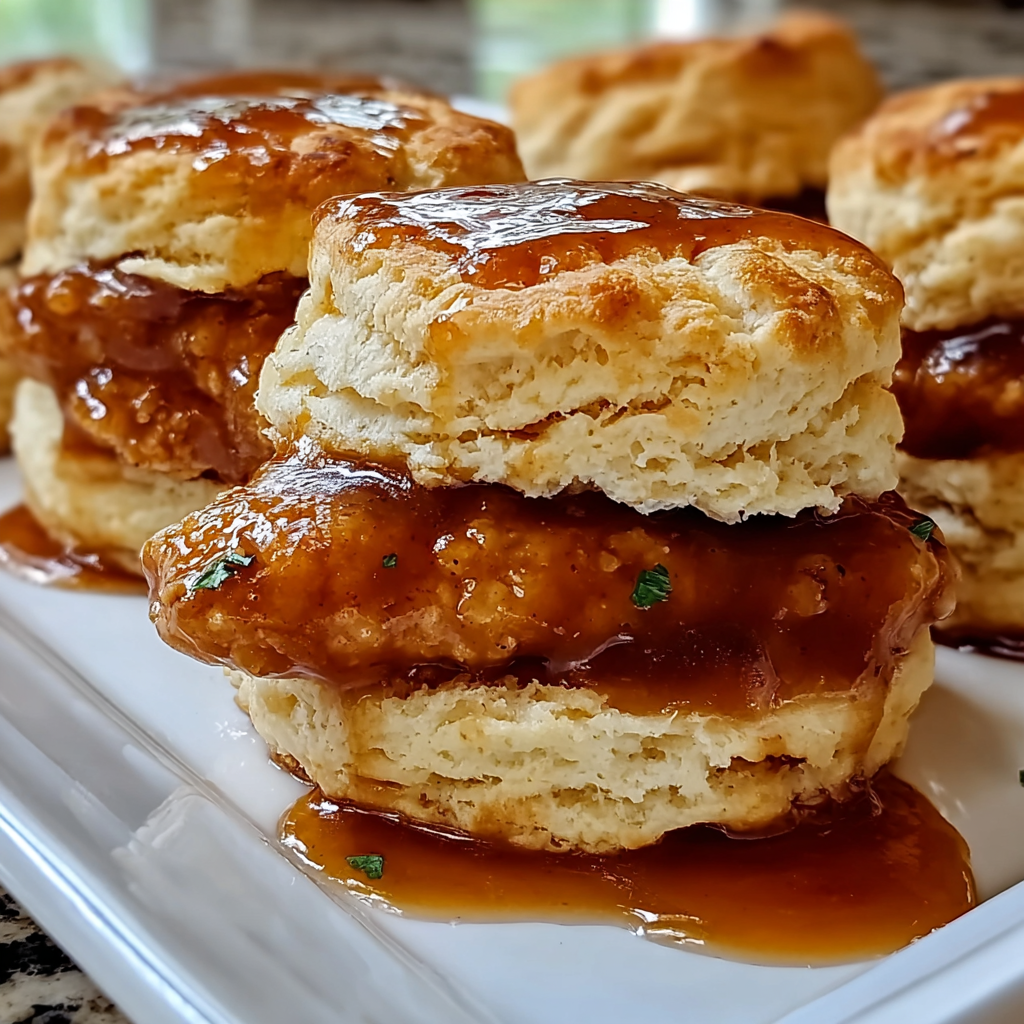 Sweet and Spicy Hot Honey Chicken Biscuits