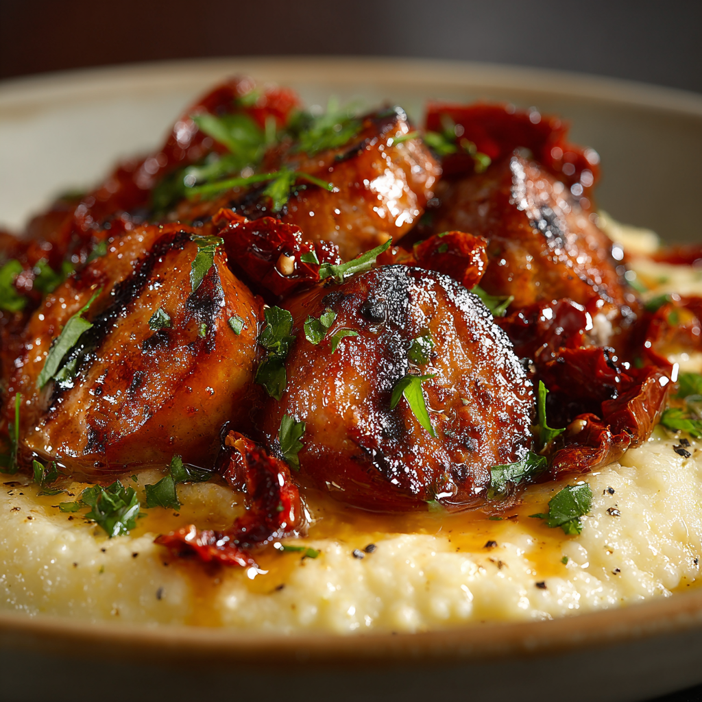 Savor Chicken Sausage Slices with Sun-Dried Tomatoes